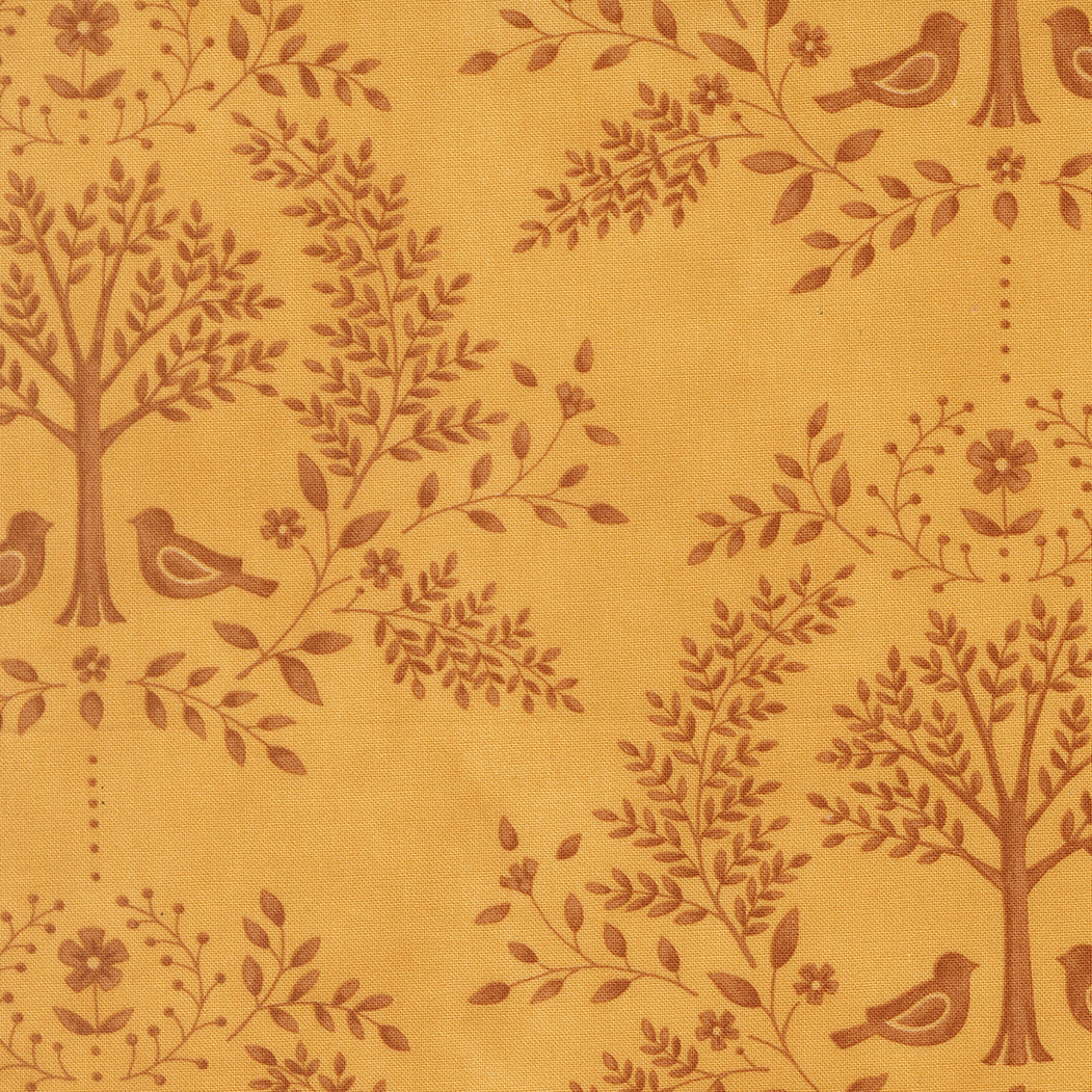 Family Tree Damask Birds Golden M5616012 by Deb Strain for Moda Fabric ...