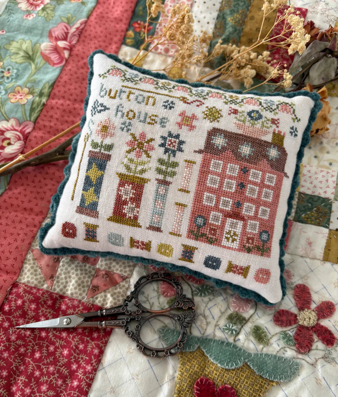 Button House Cross Stitch Pattern Pansy Patch Quilts and Stitchery ...
