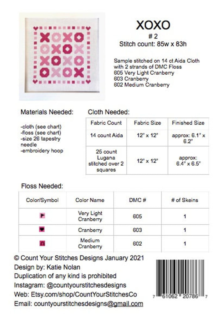 XOXO Cross Stitch Pattern by Count Your Stitches Designs – The Rural ...